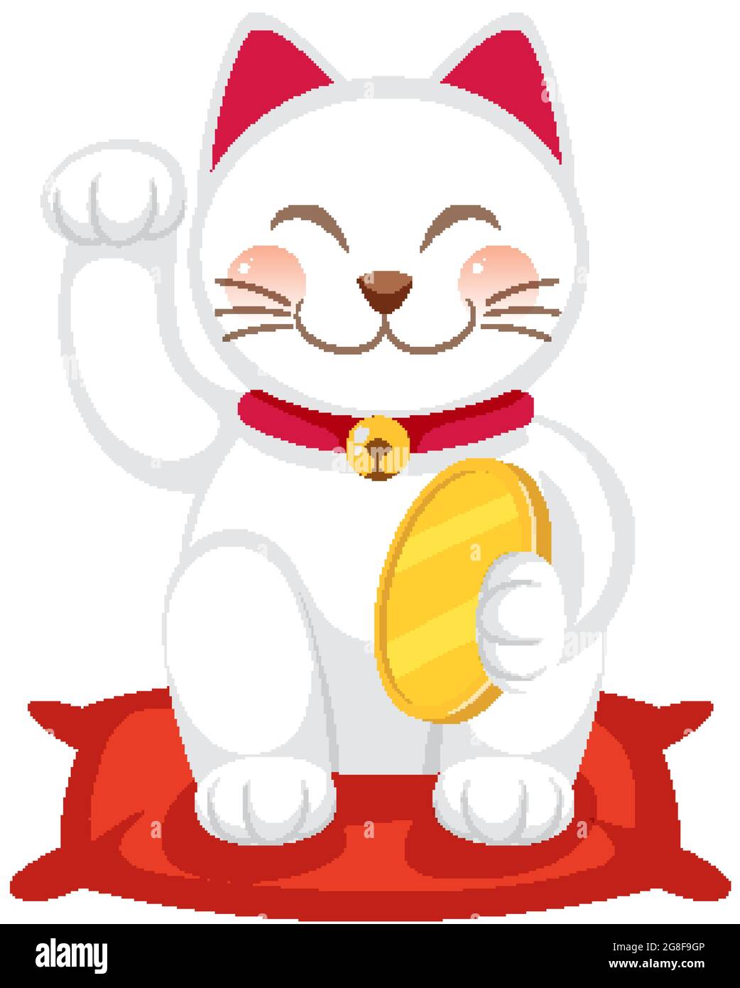 Japanese lucky cat maneki neko cartoon character isolated illustration ...