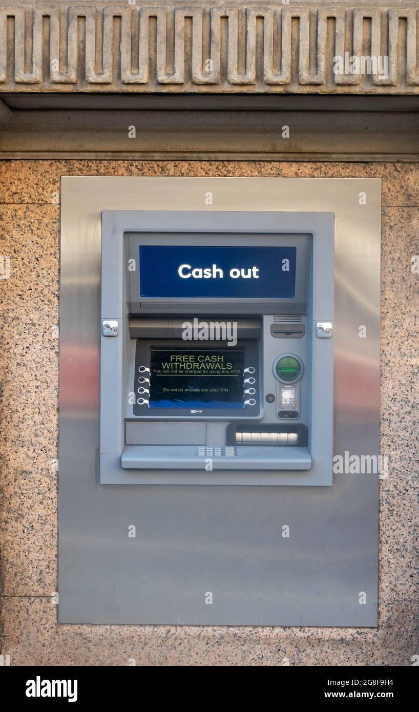 Cash machine outside a British bank Stock Photo - Alamy