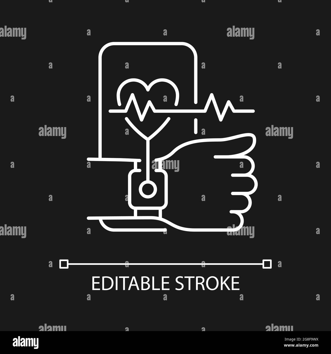 Health tracking white linear icon for dark theme Stock Vector Image ...
