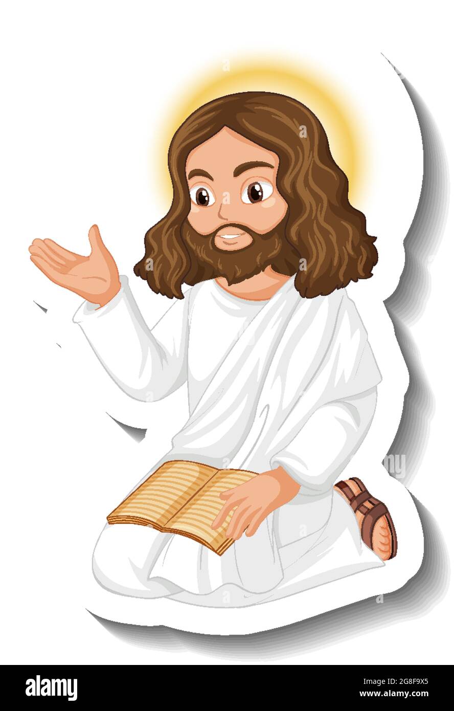 Jesus Christ cartoon character sticker on white background illustration ...
