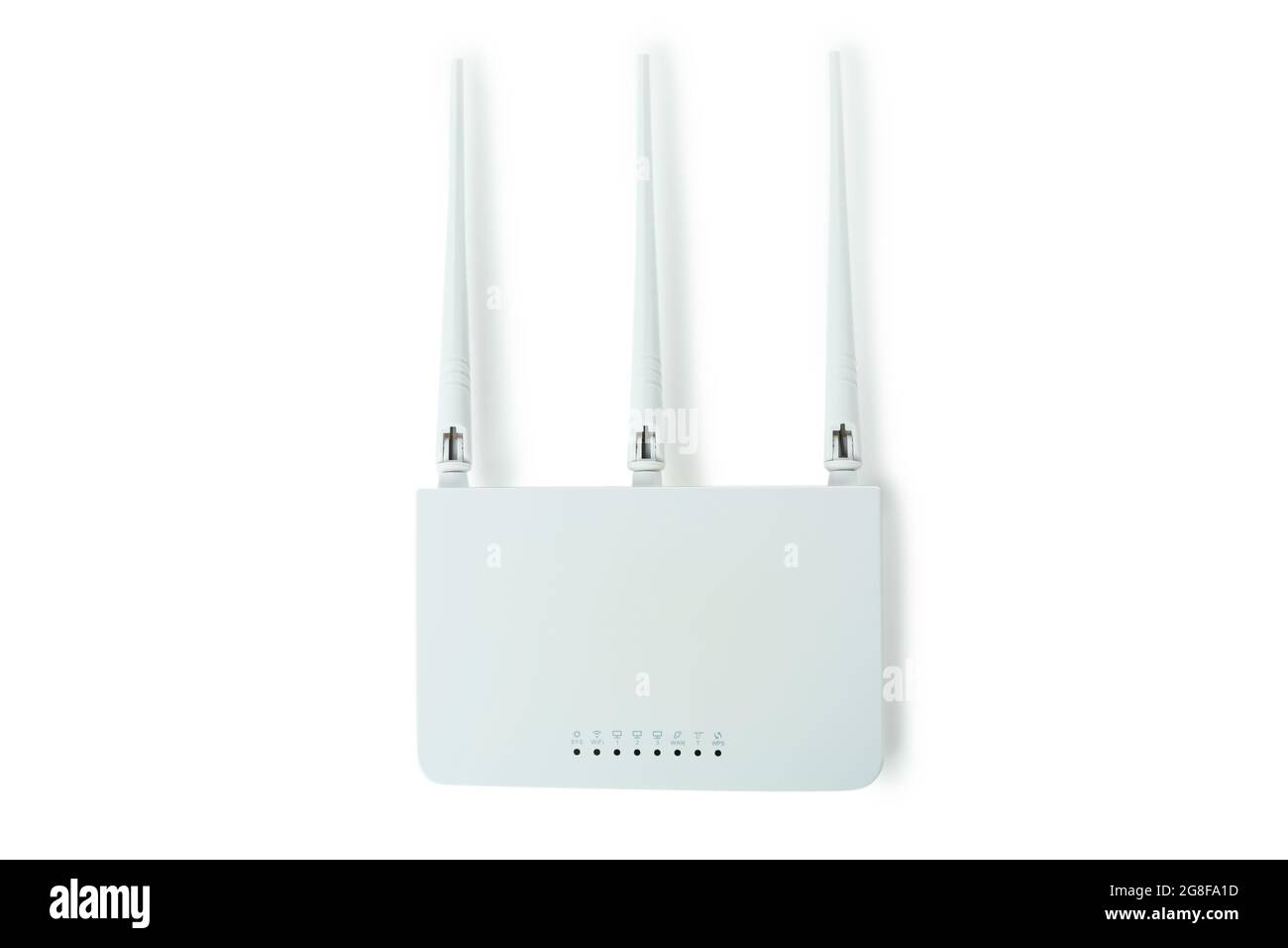 Wi-Fi router with external antennas isolated on white background Stock ...