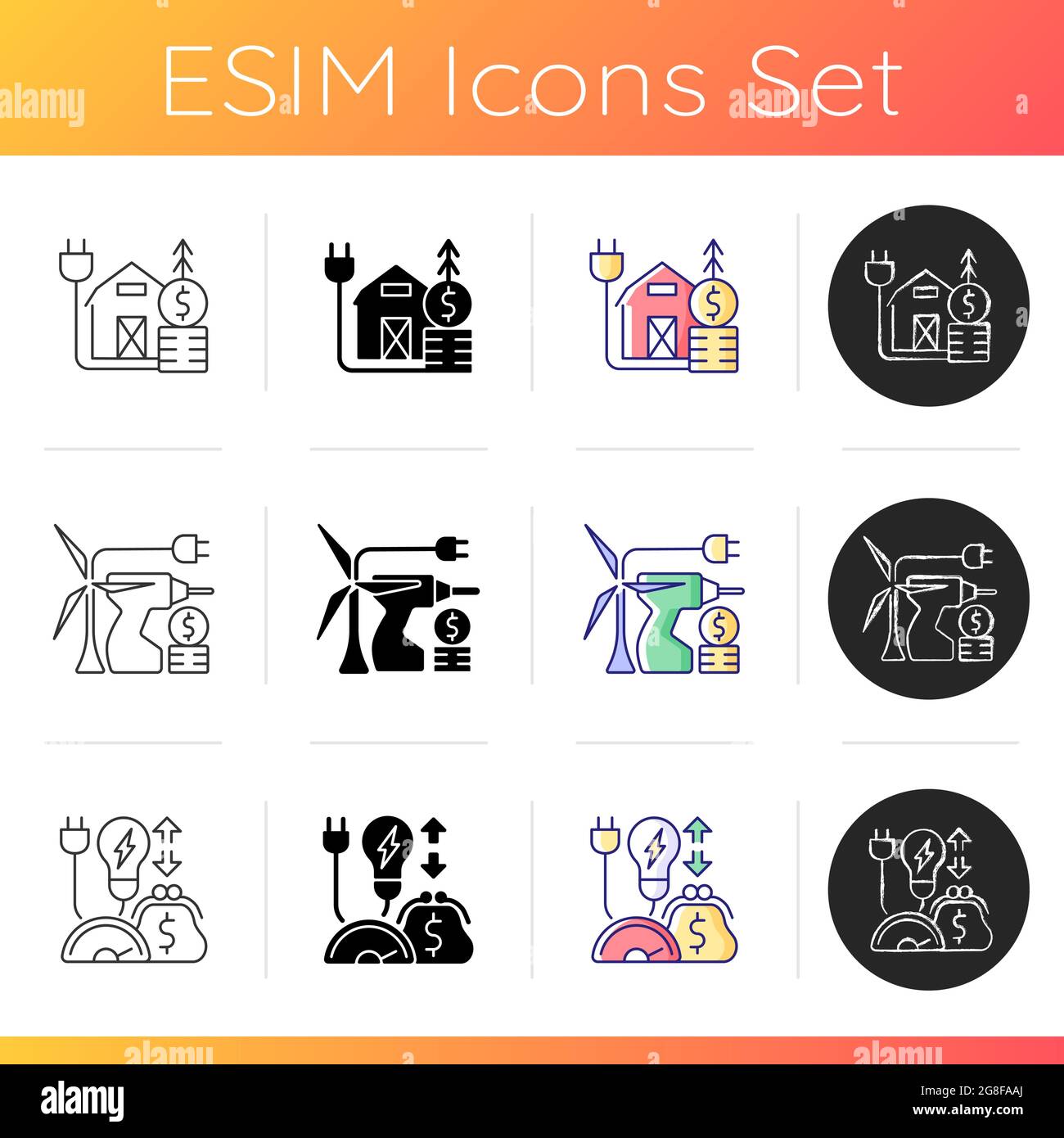 Electrical energy purchase icons set Stock Vector Image & Art - Alamy