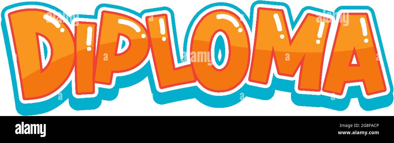 Font sticker design with Diploma word illustration Stock Vector Image ...