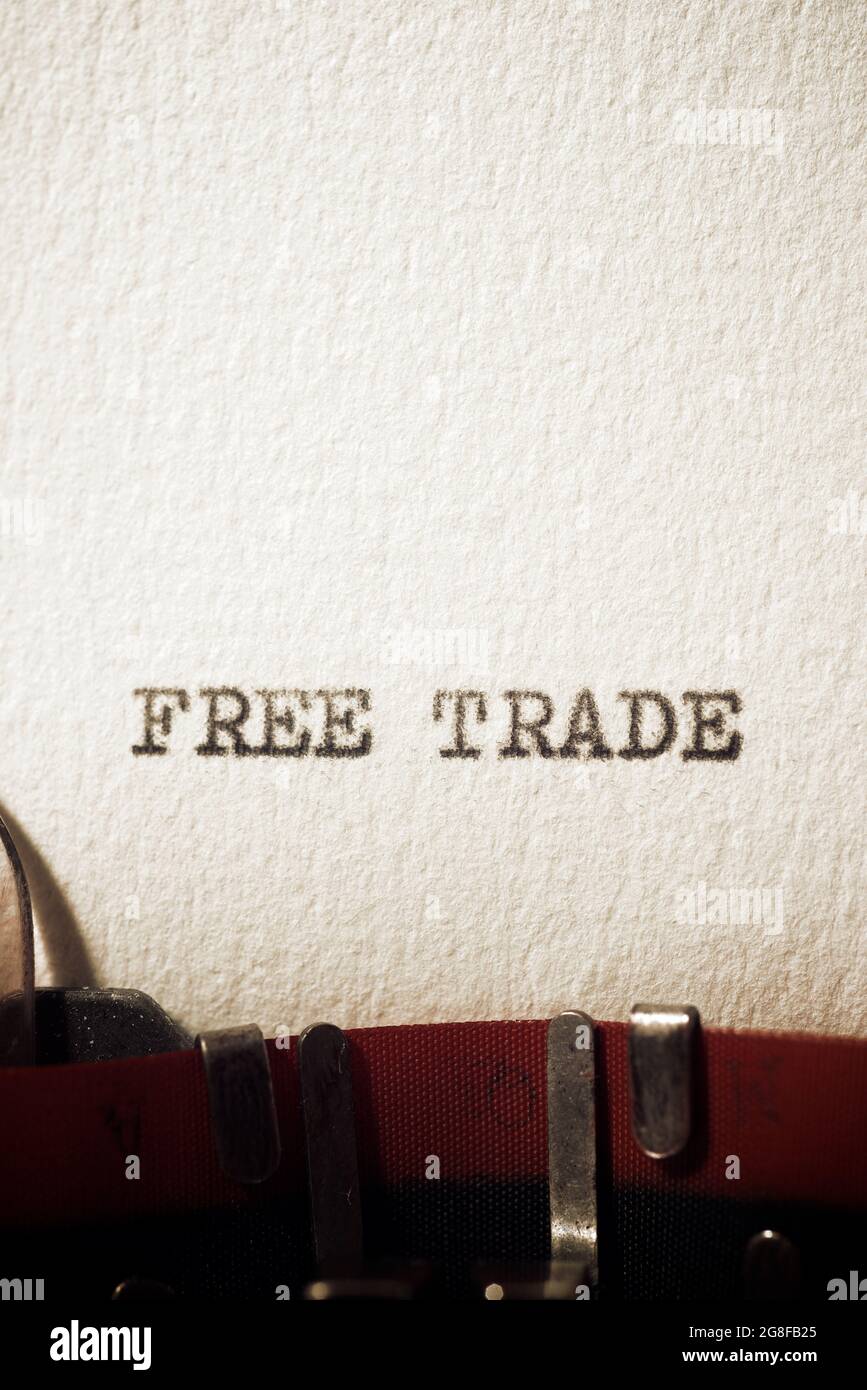 Free trade phrase written with a typewriter Stock Photo - Alamy