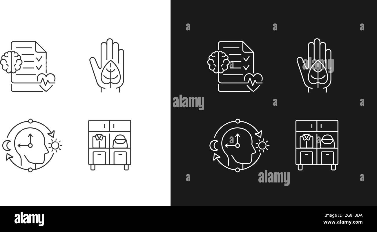 Positive progress in life linear icons set for dark and light mode ...
