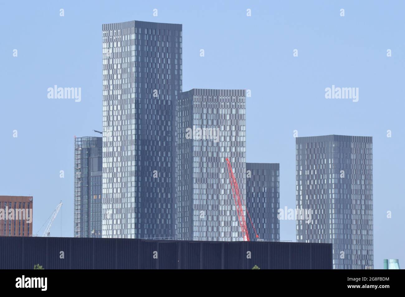 A high level view of new skyscrapers or high rise buildings in central ...