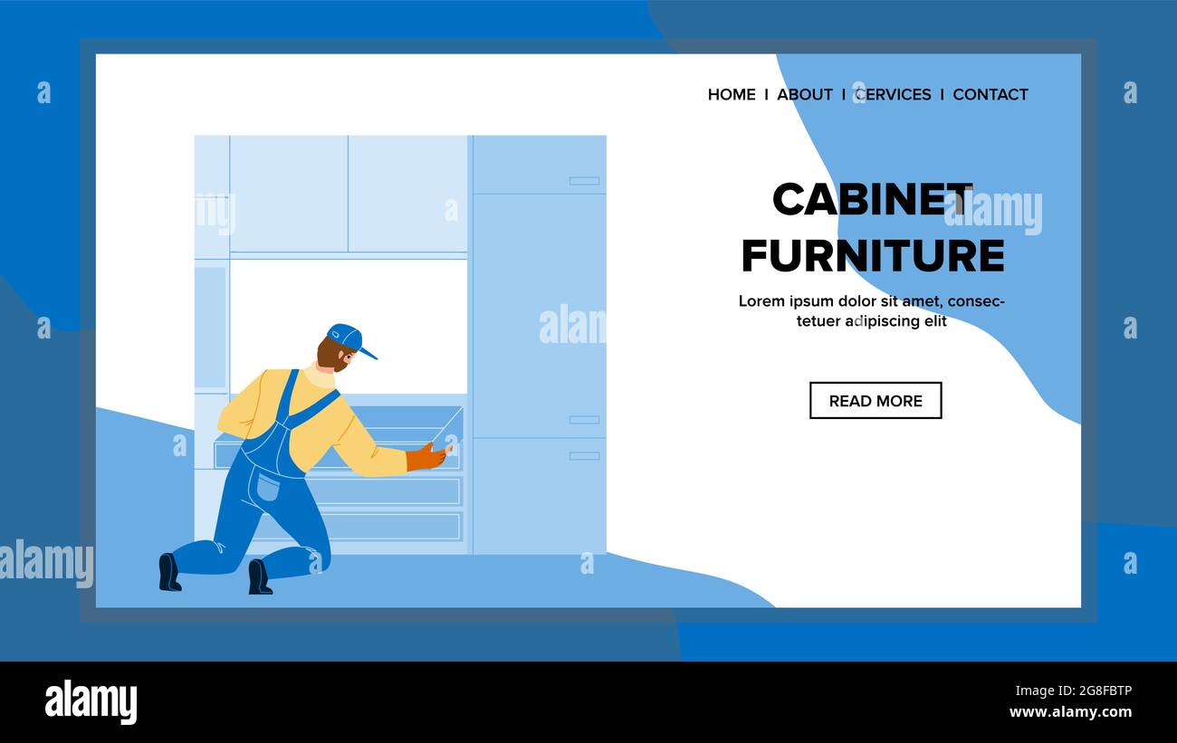 Cabinet Furniture Installing Worker Man Vector Stock Vector Image & Art ...