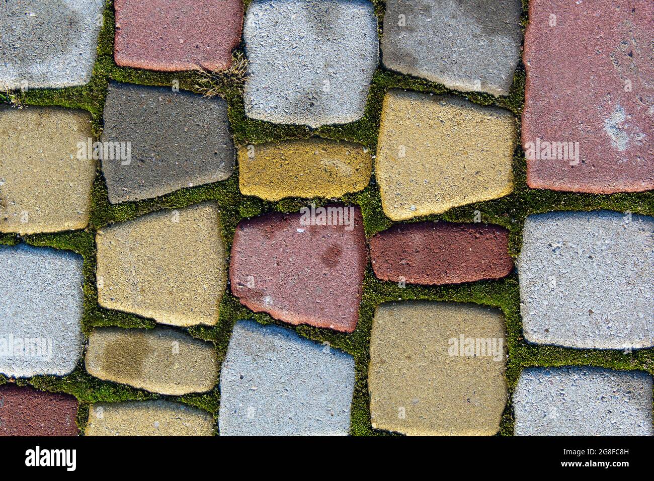 multi-color concrete paving slab. Beautiful pattern, background close ...