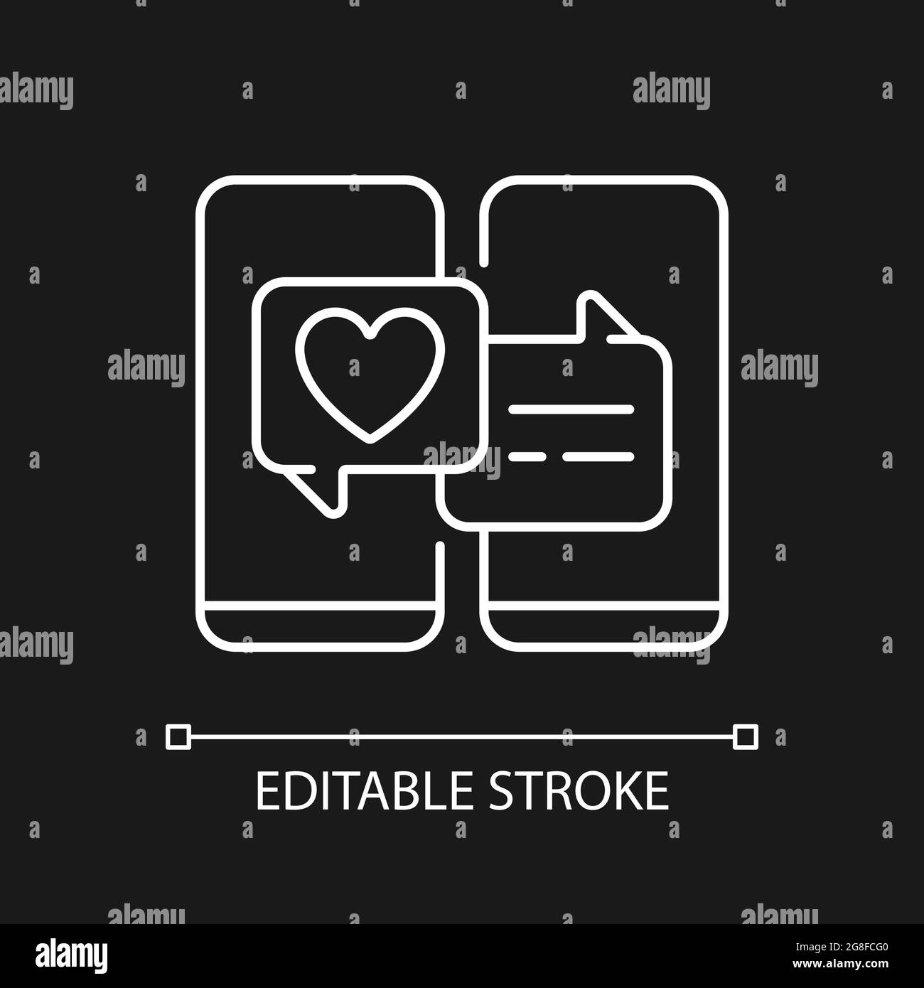 Online dating white linear icon for dark theme Stock Vector Image & Art ...