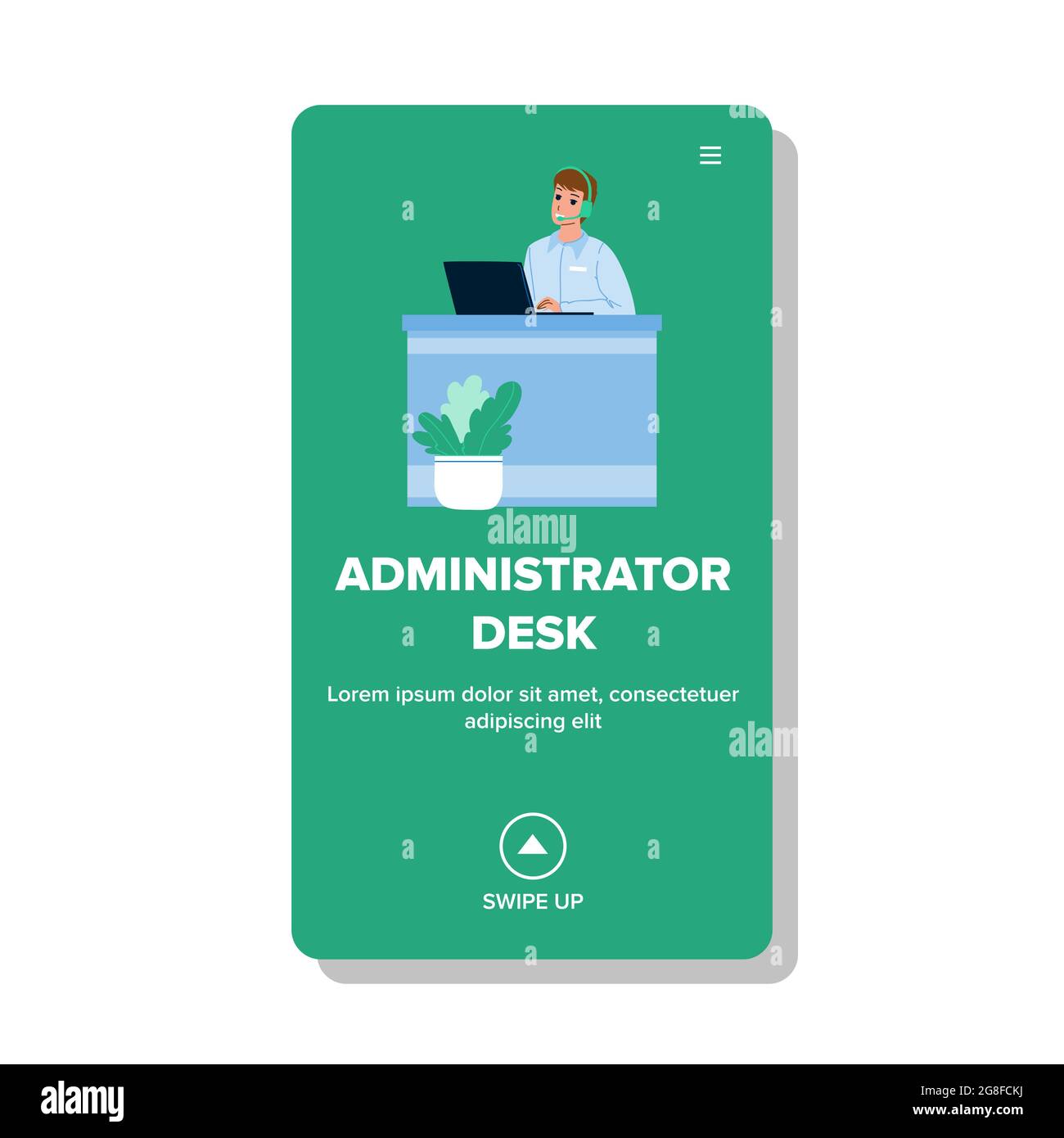 Administrator Desk Working Company Worker Vector Stock Vector Image ...