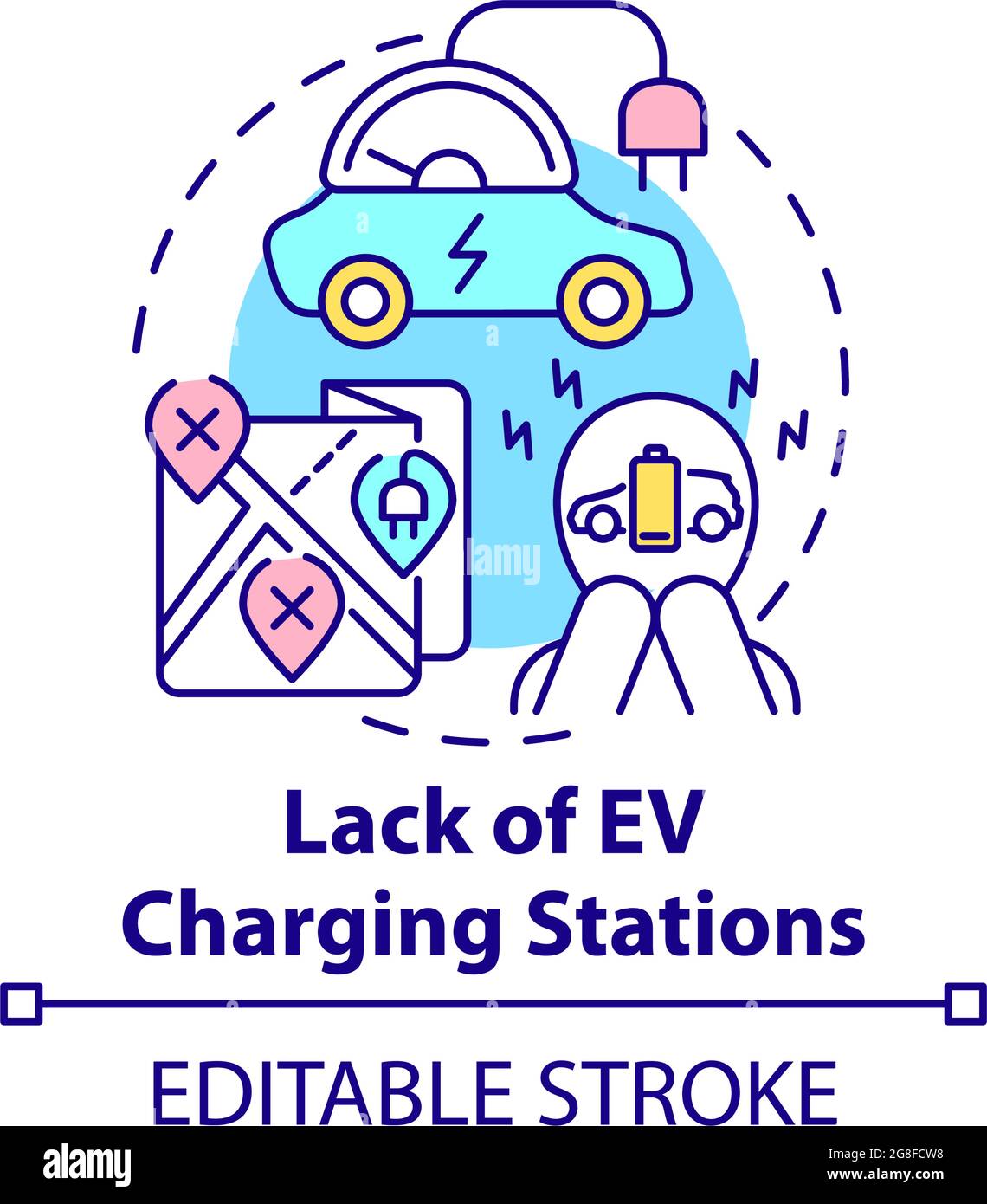 Charging stations EV lack concept icon. Streamline hardware ...