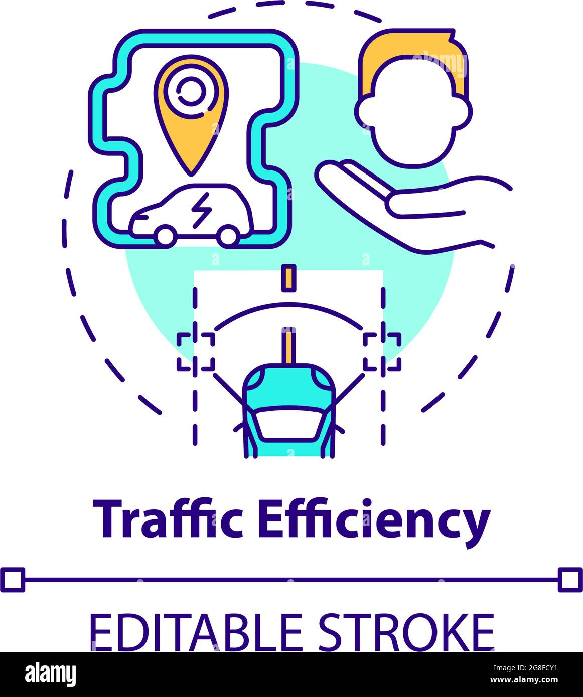 EV traffic efficiency concept icon. Electric vehicle comfort using ...