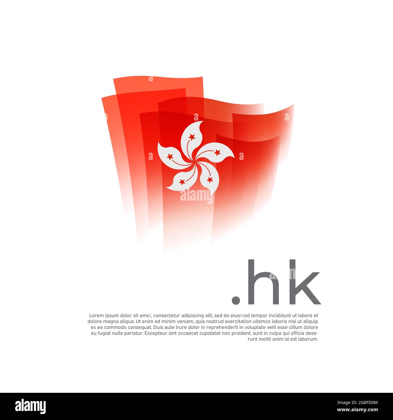 Hong Kong flag. Vector stylized design national poster on a white ...