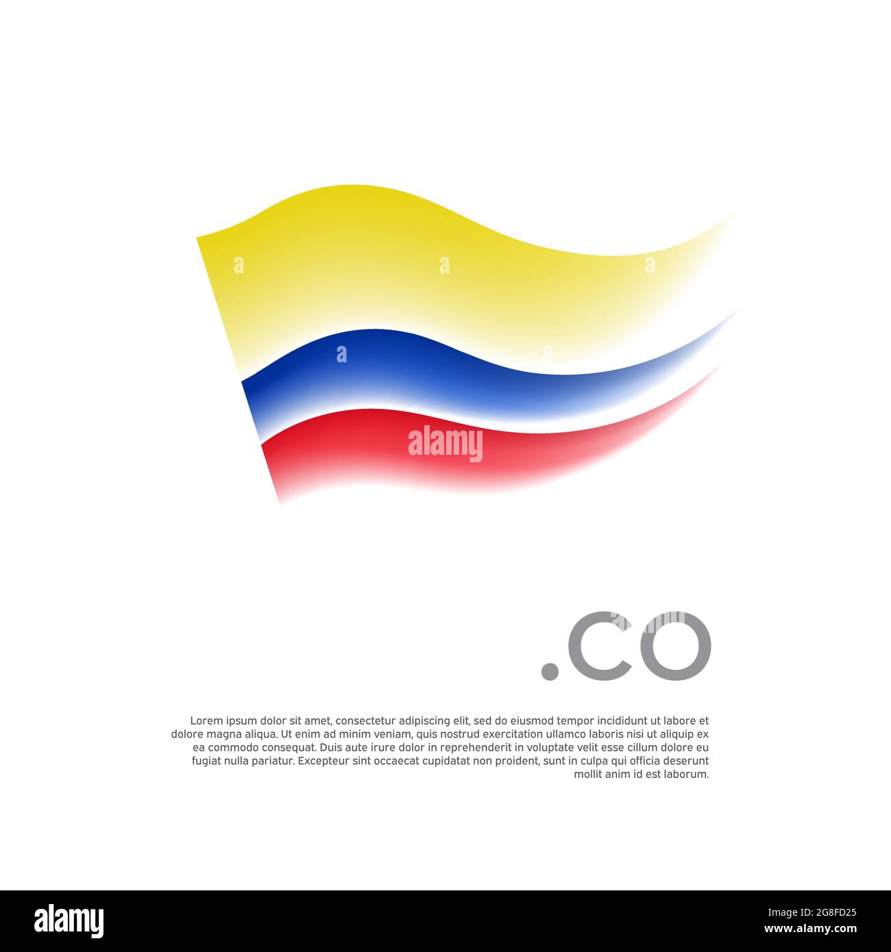 Colombia flag. Stripes colors of the colombian flag on a white ...