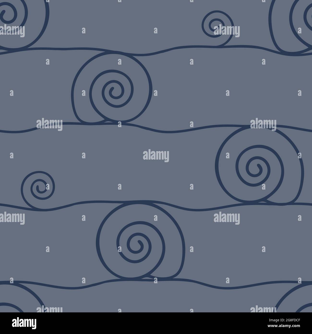 Seamless vector pattern with spiral line on blue background. Simple ...