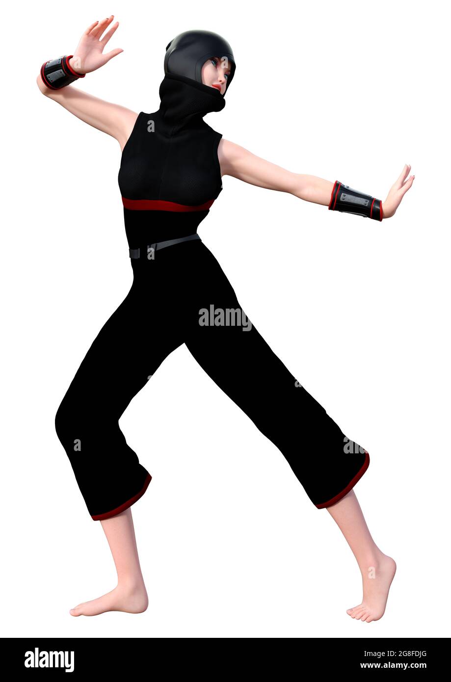 3D rendering of a female ninja isolated on white background Stock Photo ...