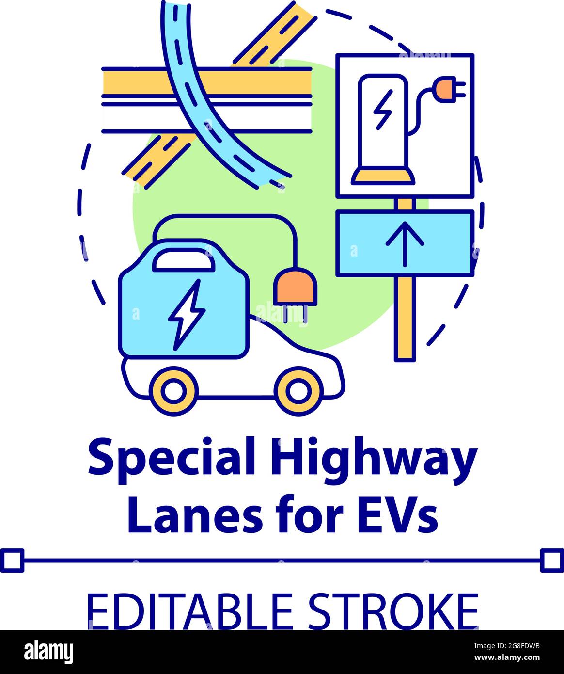 Electric vehicles special highway lanes concept icon Stock Vector Image ...