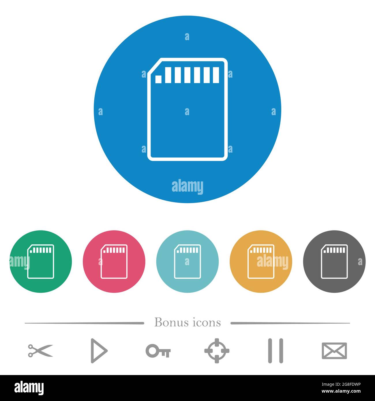 SD memory card outline flat white icons on round color backgrounds. 6 ...