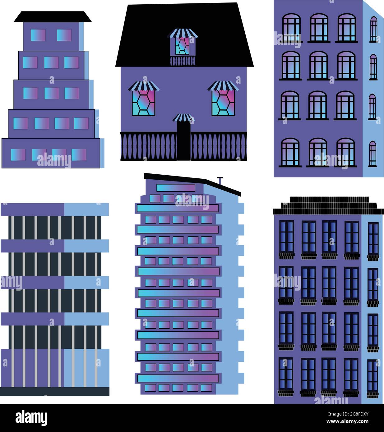 Old town buildings blue Stock Vector Images - Alamy