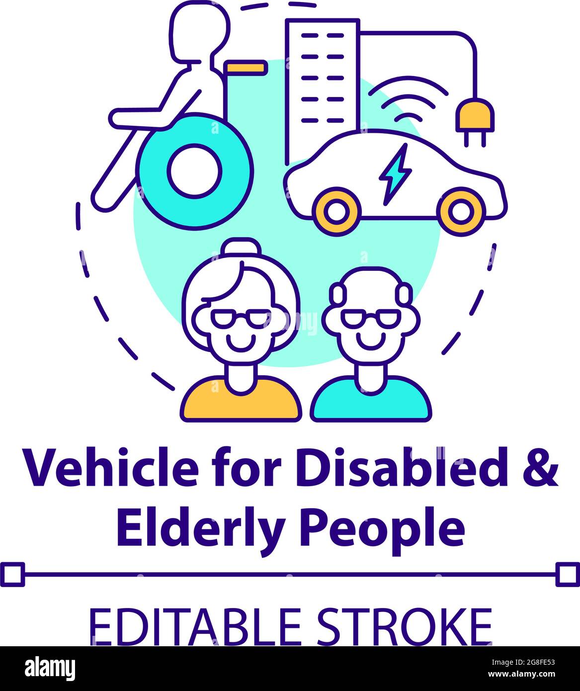 Disabled and eldery people vehicle concept icon Stock Vector Image ...