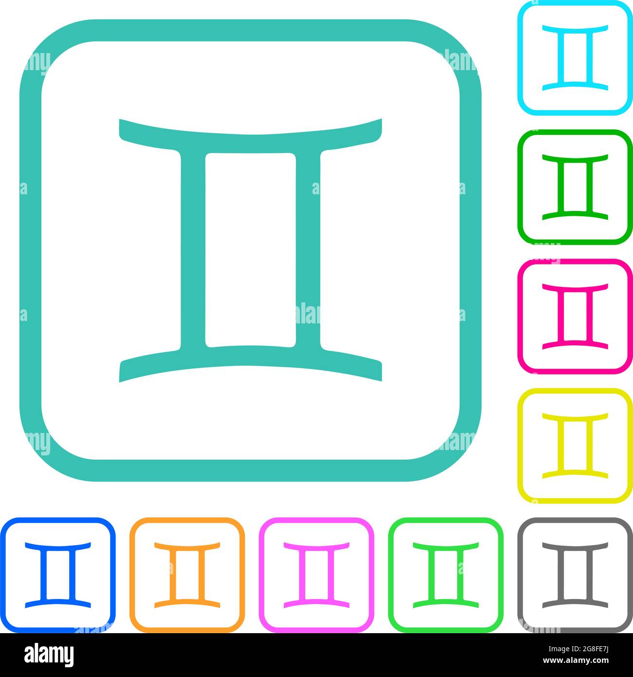 Gemini zodiac symbol vivid colored flat icons in curved borders on ...