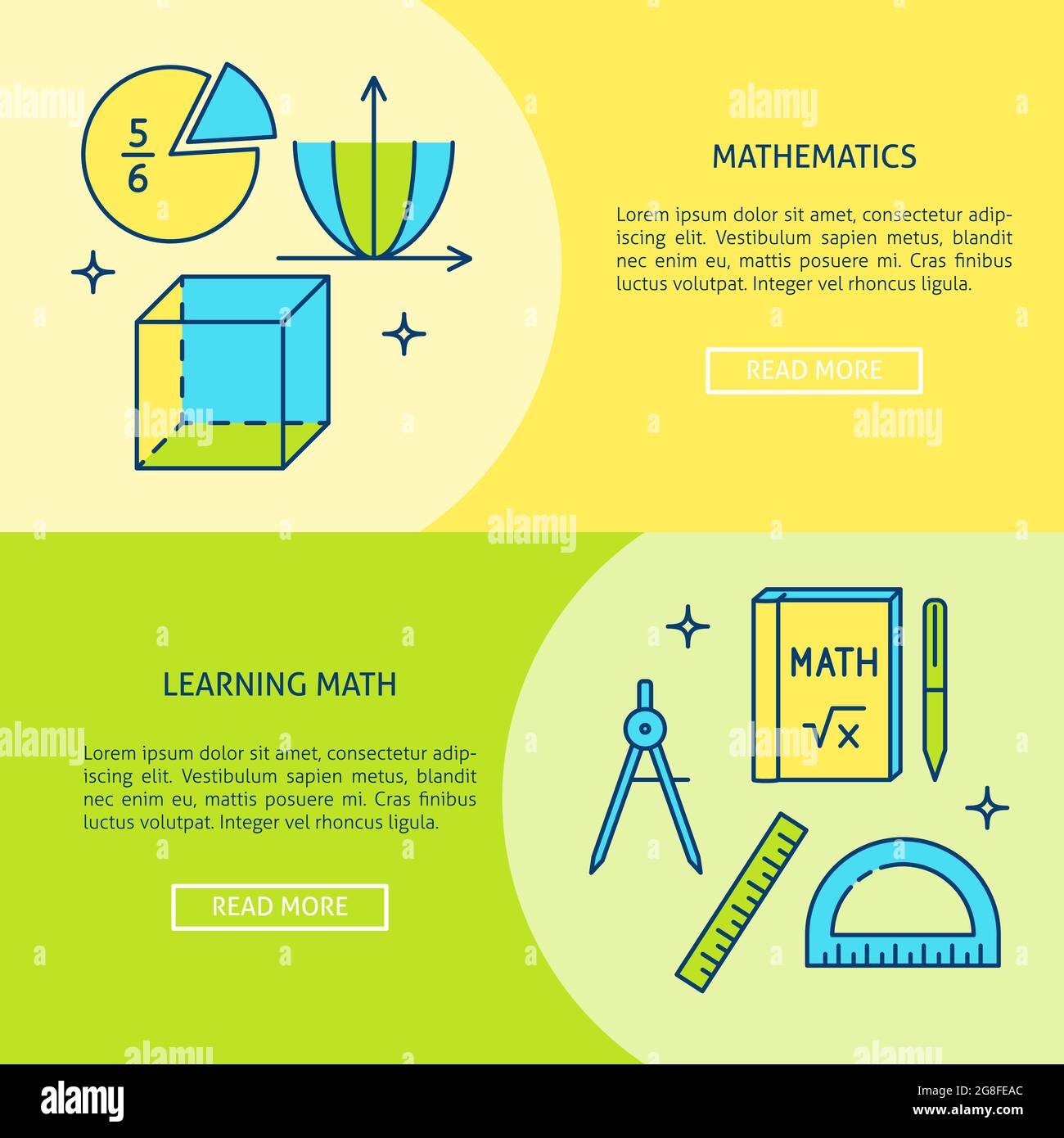 Mathematics banner templates with place for text. Math symbols and ...