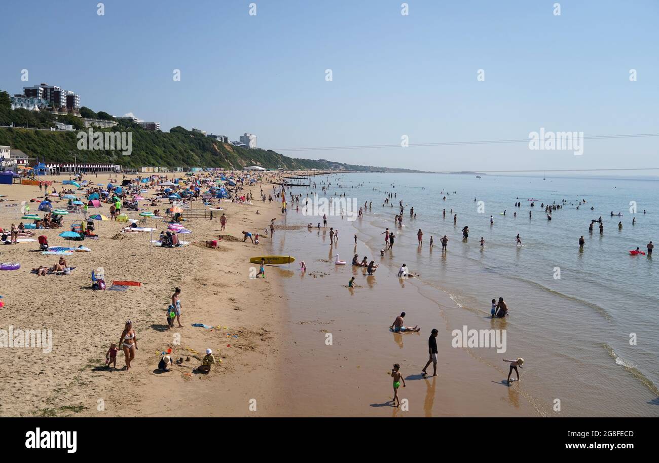 People enjoying the hot weather at Bournemouth Beach in Dorset. Picture ...