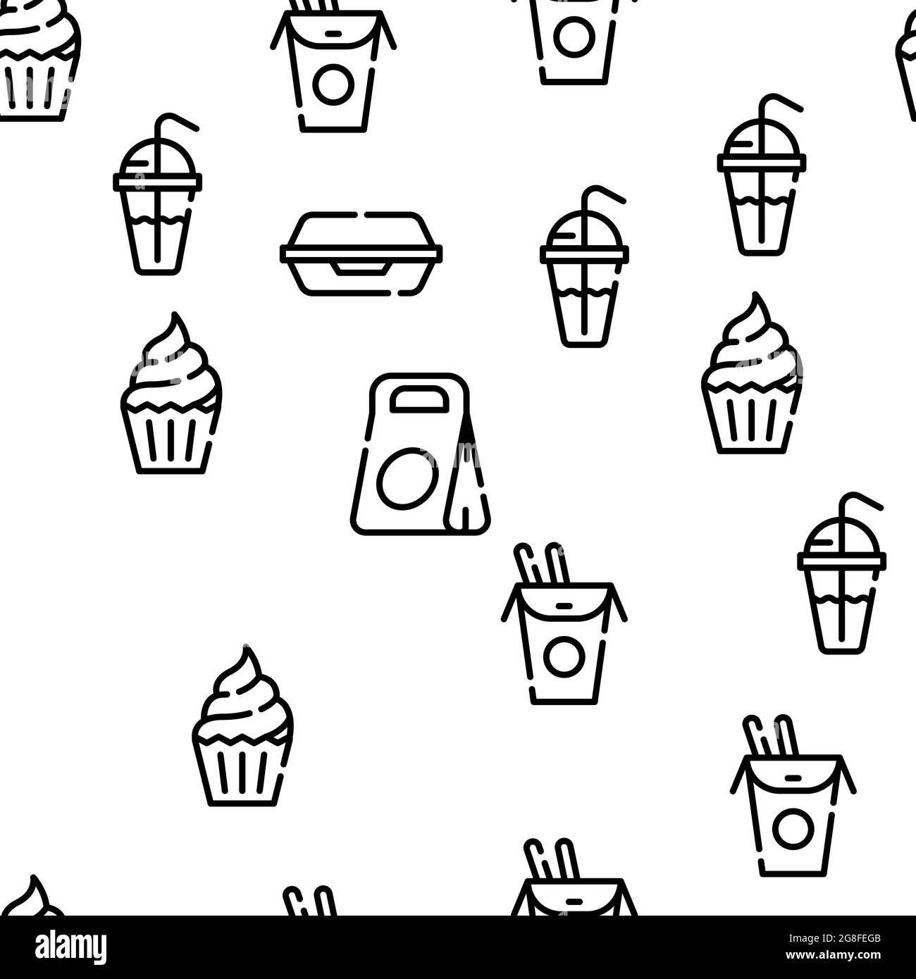 Take Away Food Service Vector Seamless Pattern Stock Vector Image & Art ...