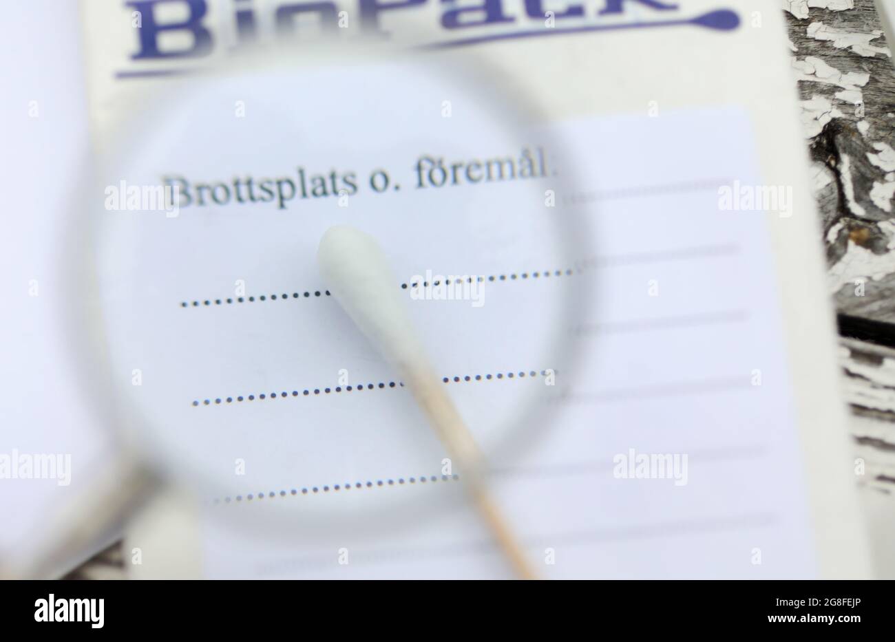 BioPack bag and a forensic cotton swab for securing blood and ...