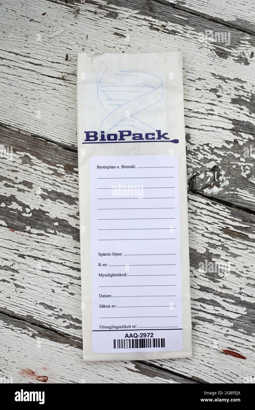 BioPack bag and a forensic cotton swab for securing blood and ...