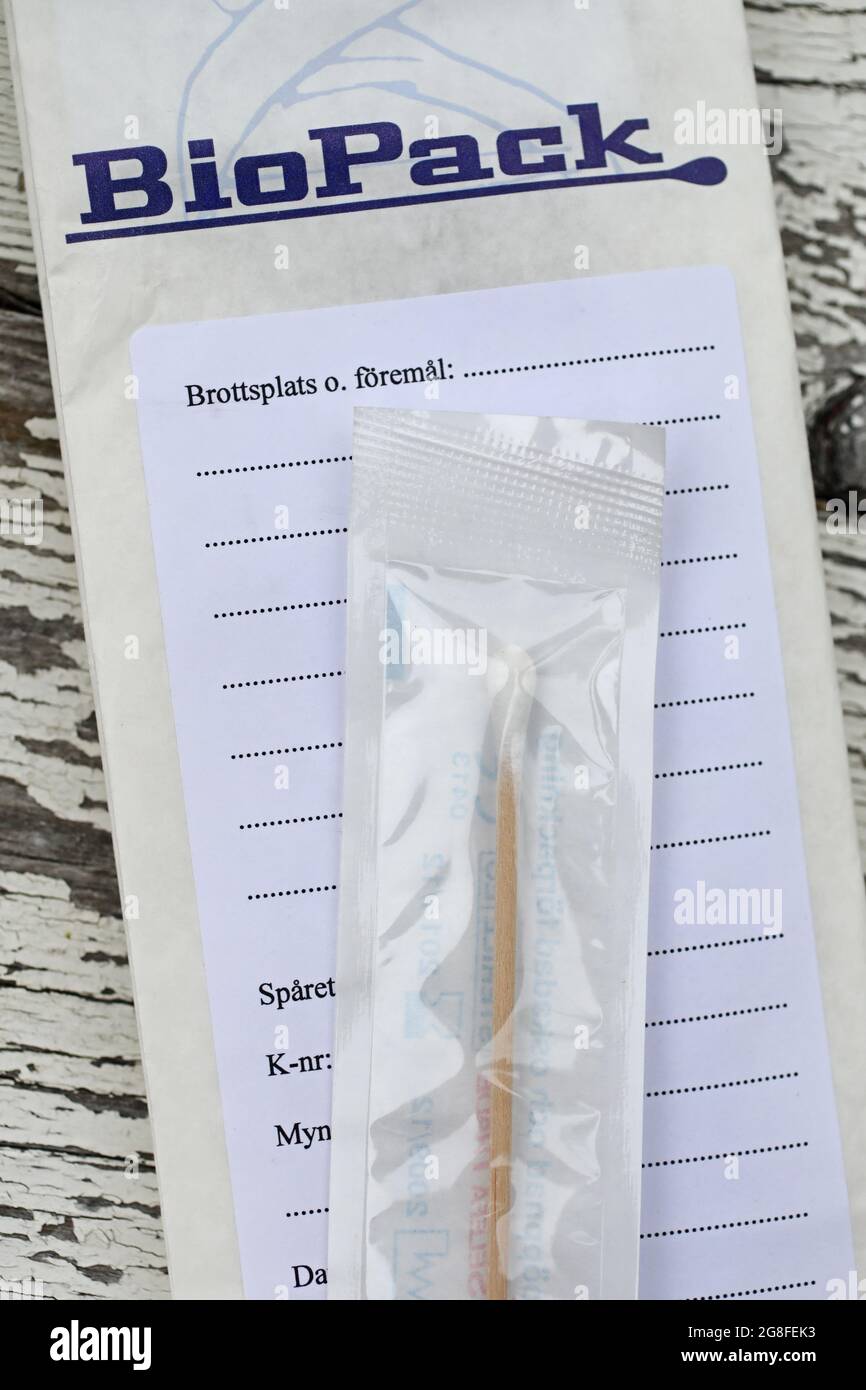 BioPack bag and a forensic cotton swab for securing blood and ...