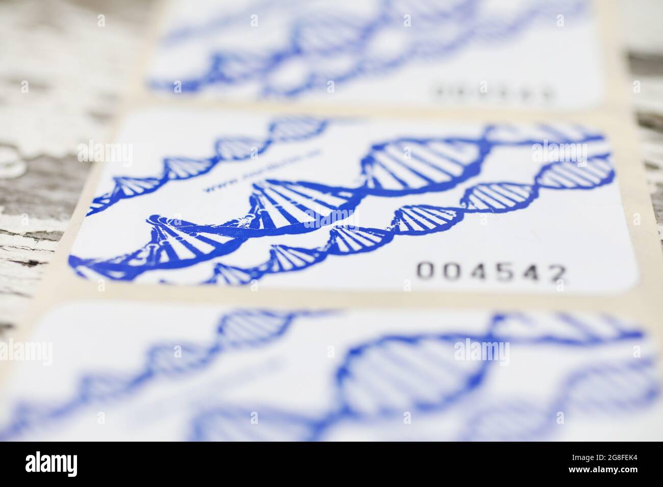 Sealing labels with DNA motifs which is part of the police's forensic ...