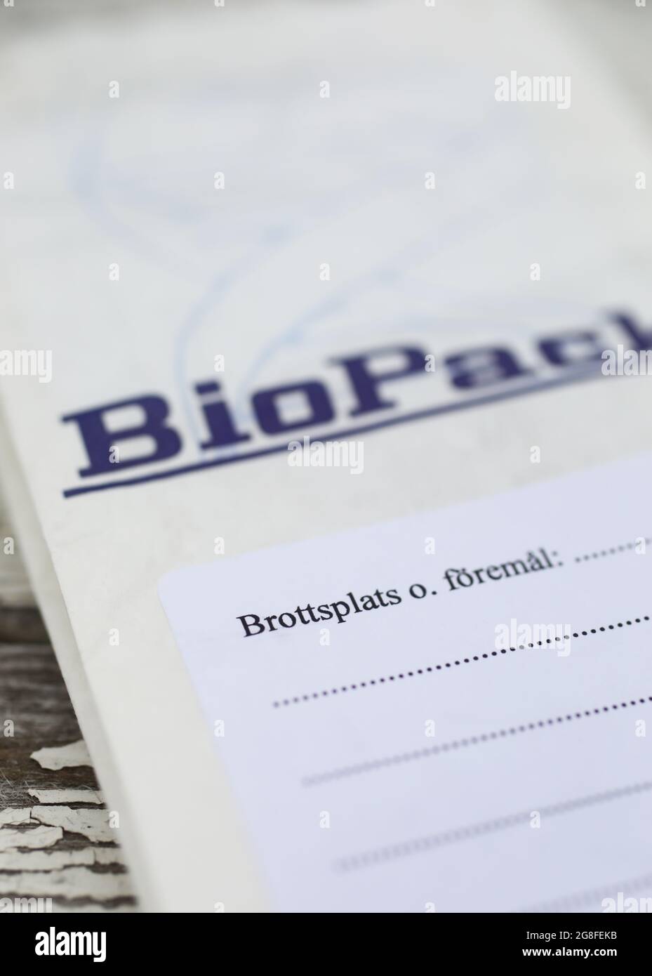 BioPack bag and a forensic cotton swab for securing blood and ...