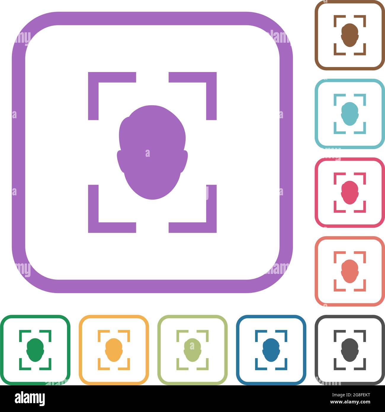 Camera selfie mode simple icons in color rounded square frames on white ...