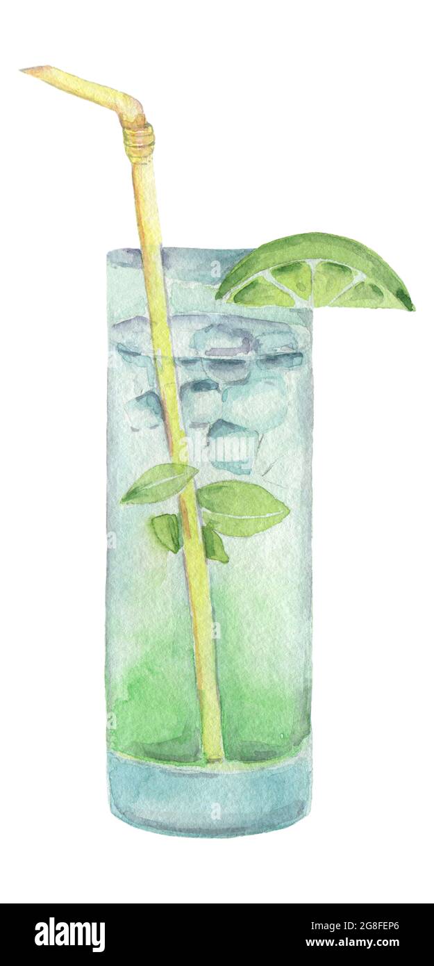 Hand drawn green Cocktail Stock Photo - Alamy