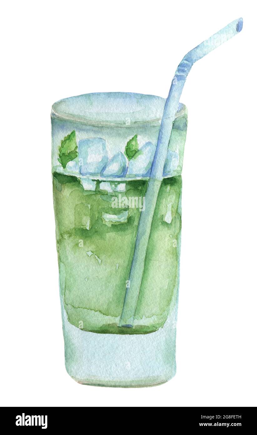 Hand drawn green Cocktail Stock Photo - Alamy