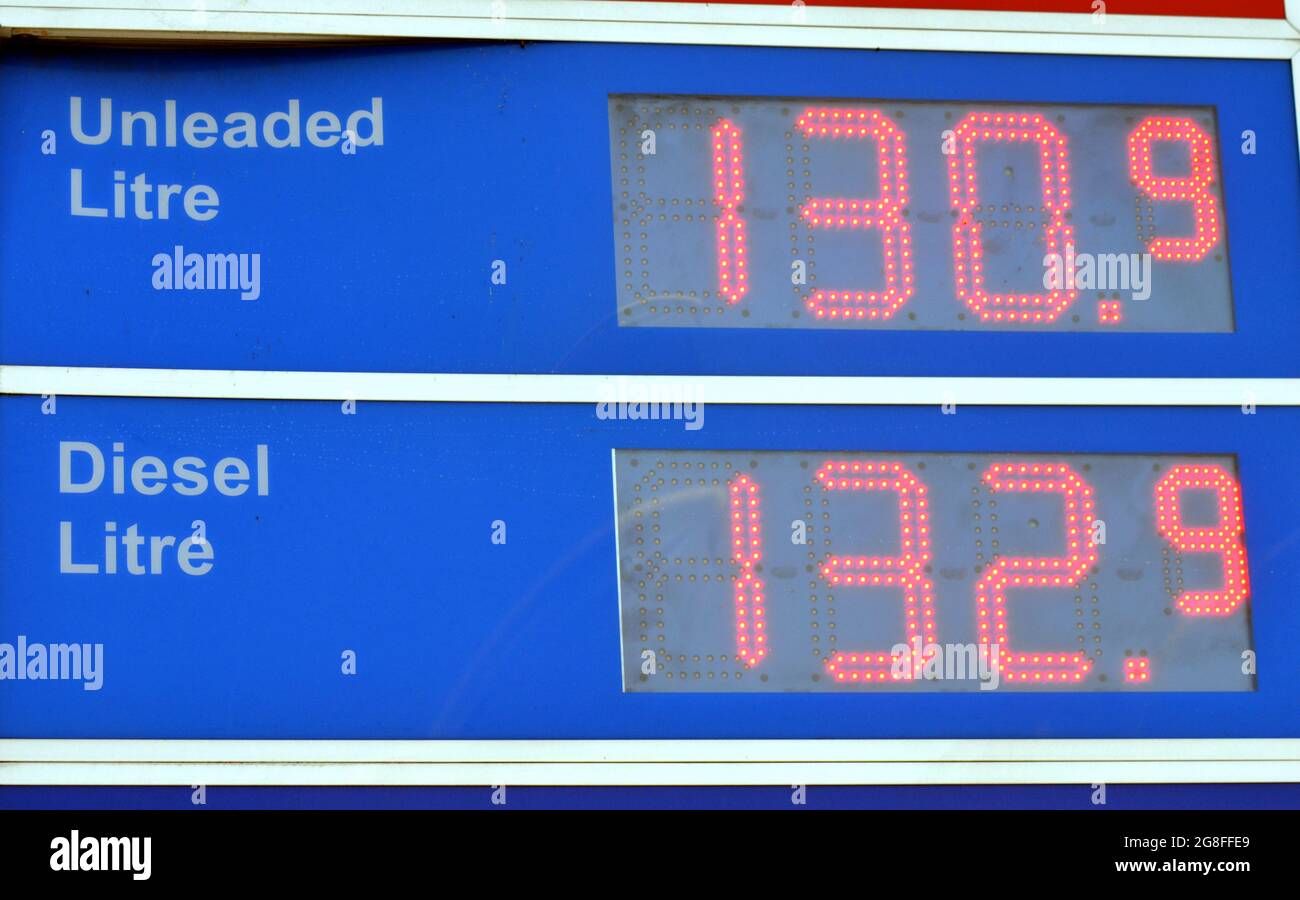 Petrol Station Forecourt Price Sign High Resolution Stock Photography ...