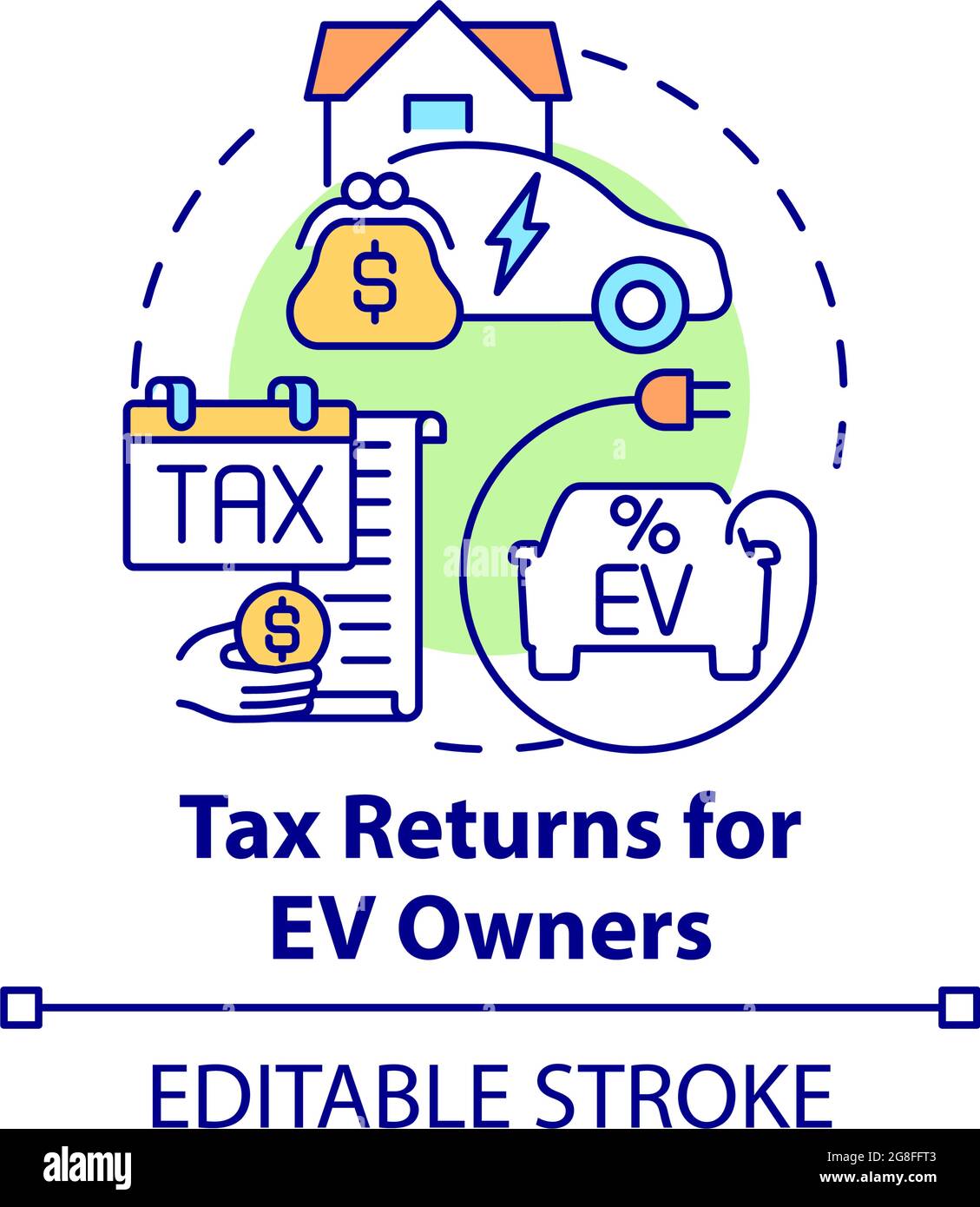 Electric vehicles owners tax returns concept icon Stock Vector Image ...