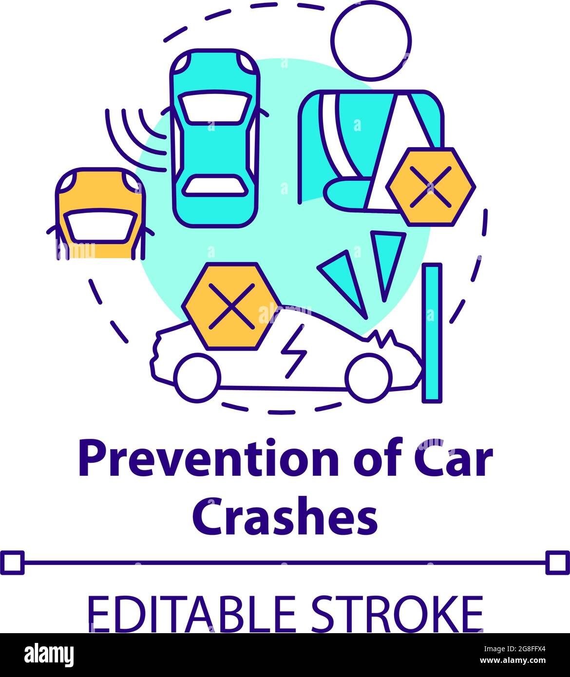 Car crashes preventation concept icon Stock Vector Image & Art - Alamy