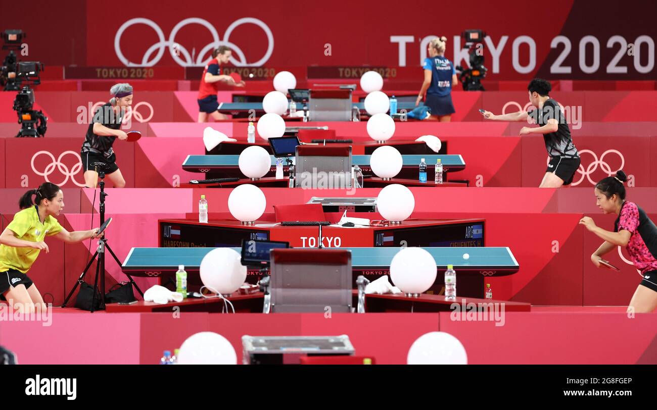 Table tennis players practice for Olympics South Korean table tennis ...