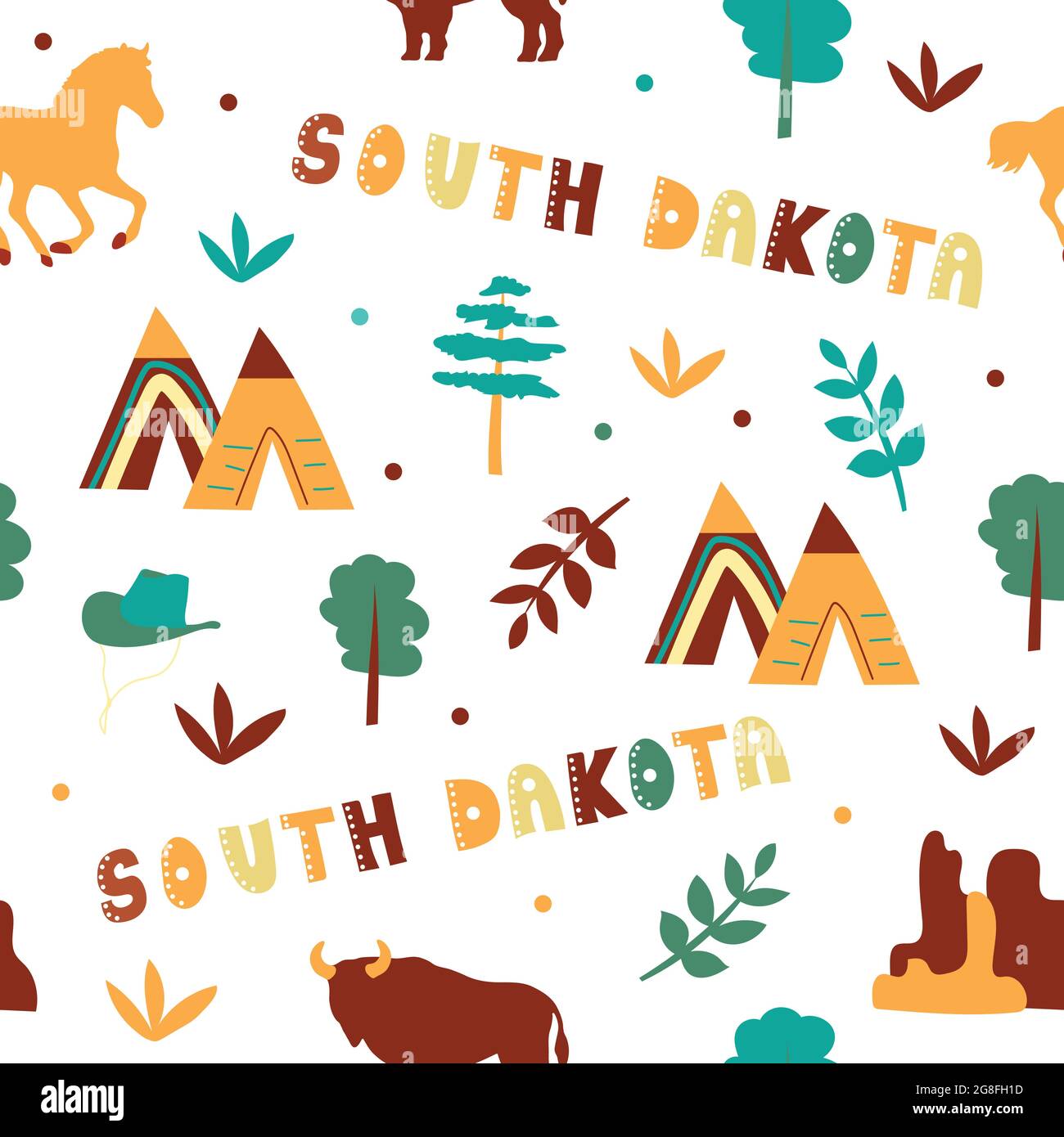 USA collection. Vector illustration of South Dakota theme. State ...