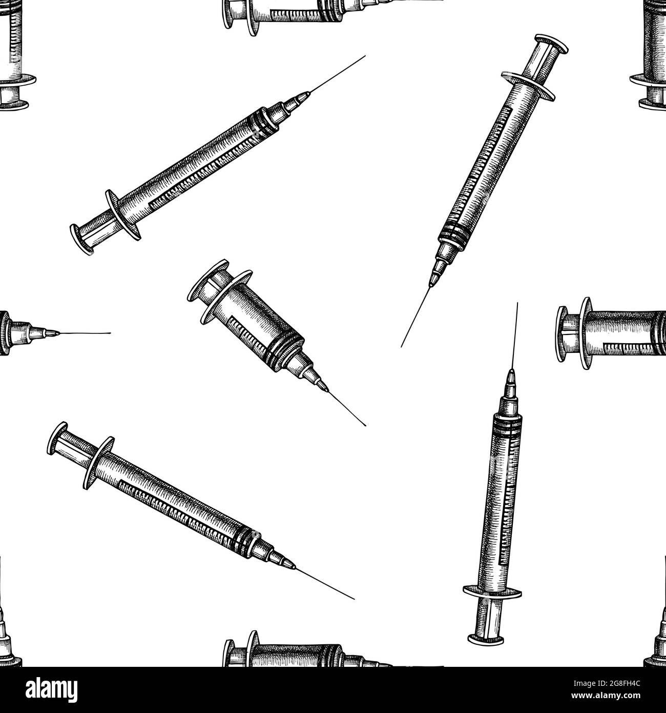 Seamless pattern with black and white syringe Stock Vector Image & Art ...