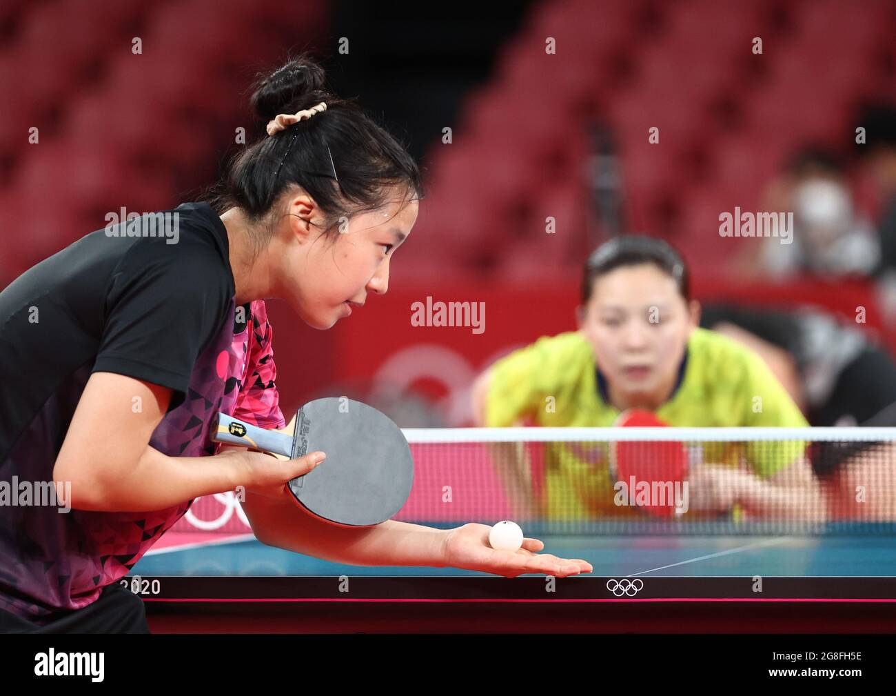 20th July, 2021. Table tennis player practices for Olympics Shin Yu-bin ...