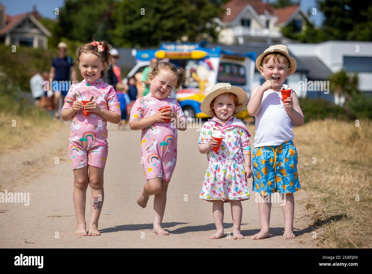 (left to right) Twins Bella and Layla Hughes (4) with Annie Shepherd (2 ...