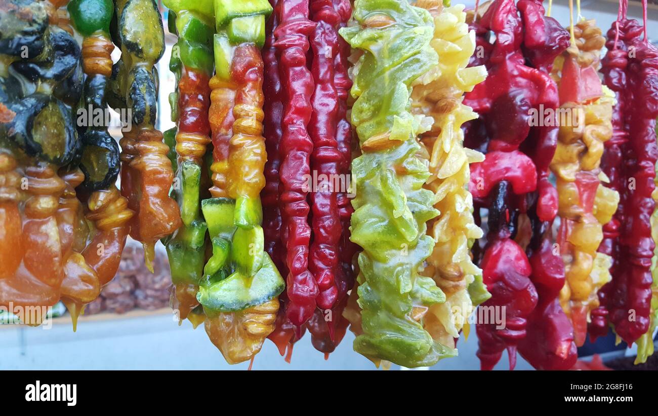 Georgian National Sweets Called Churchkhela. Nuts Coating with Grape ...