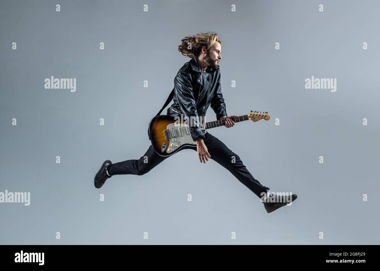 Emotional bearded rocker in hi-res stock photography and images - Alamy
