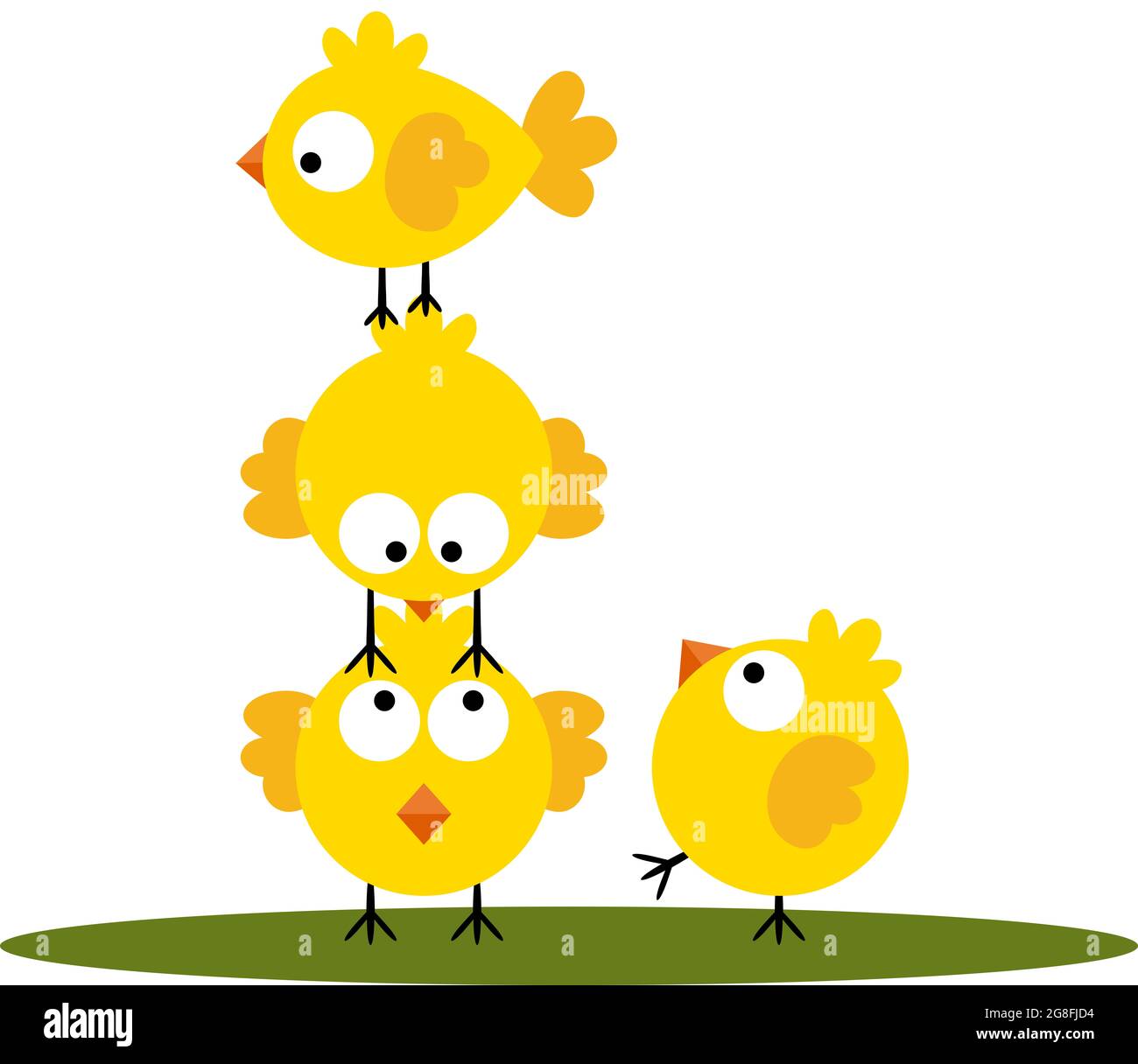 Four cute yellow little birds Stock Photo - Alamy