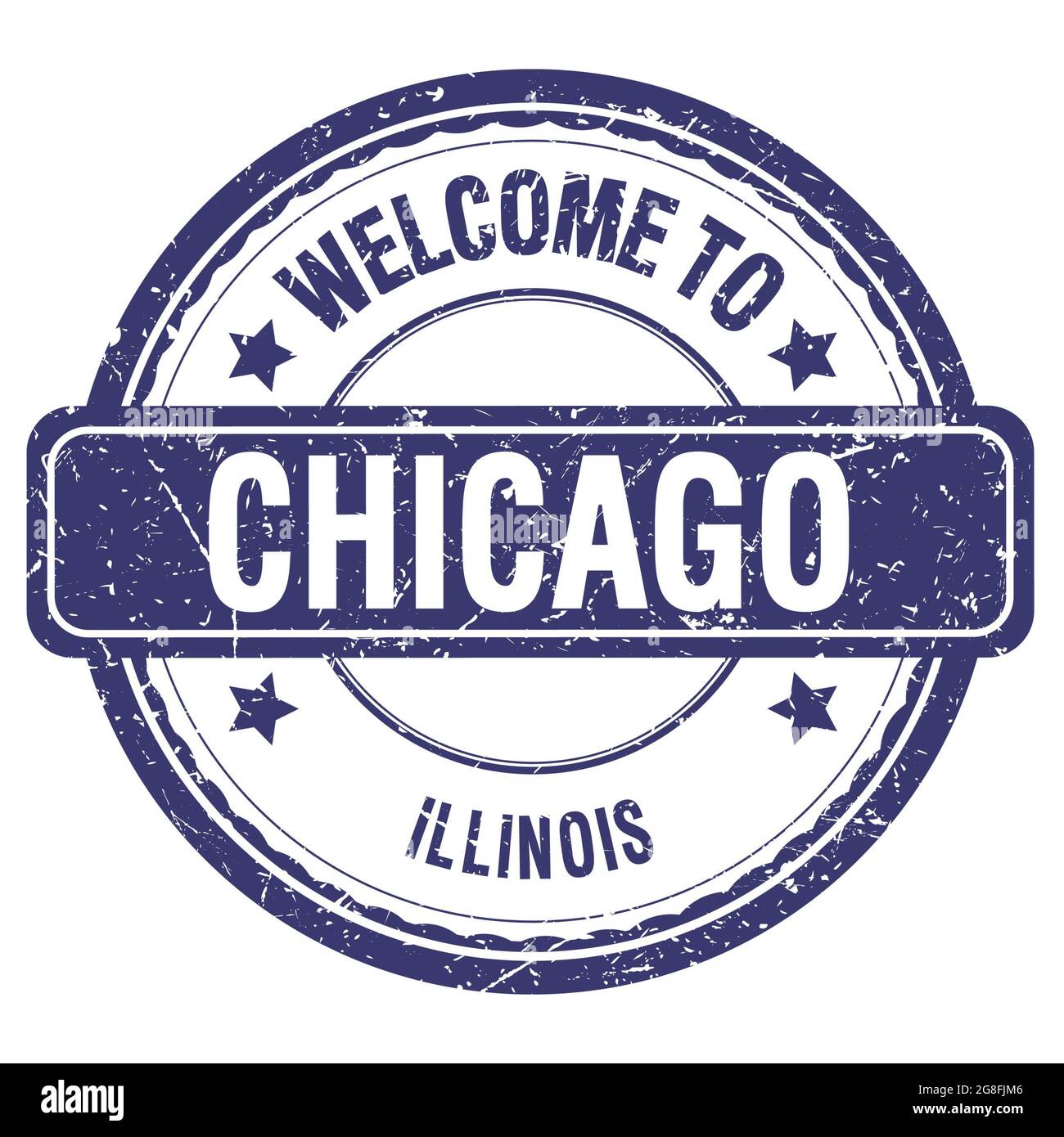 WELCOME TO CHICAGO - ILLINOIS, words written on blue grungy stamp Stock ...