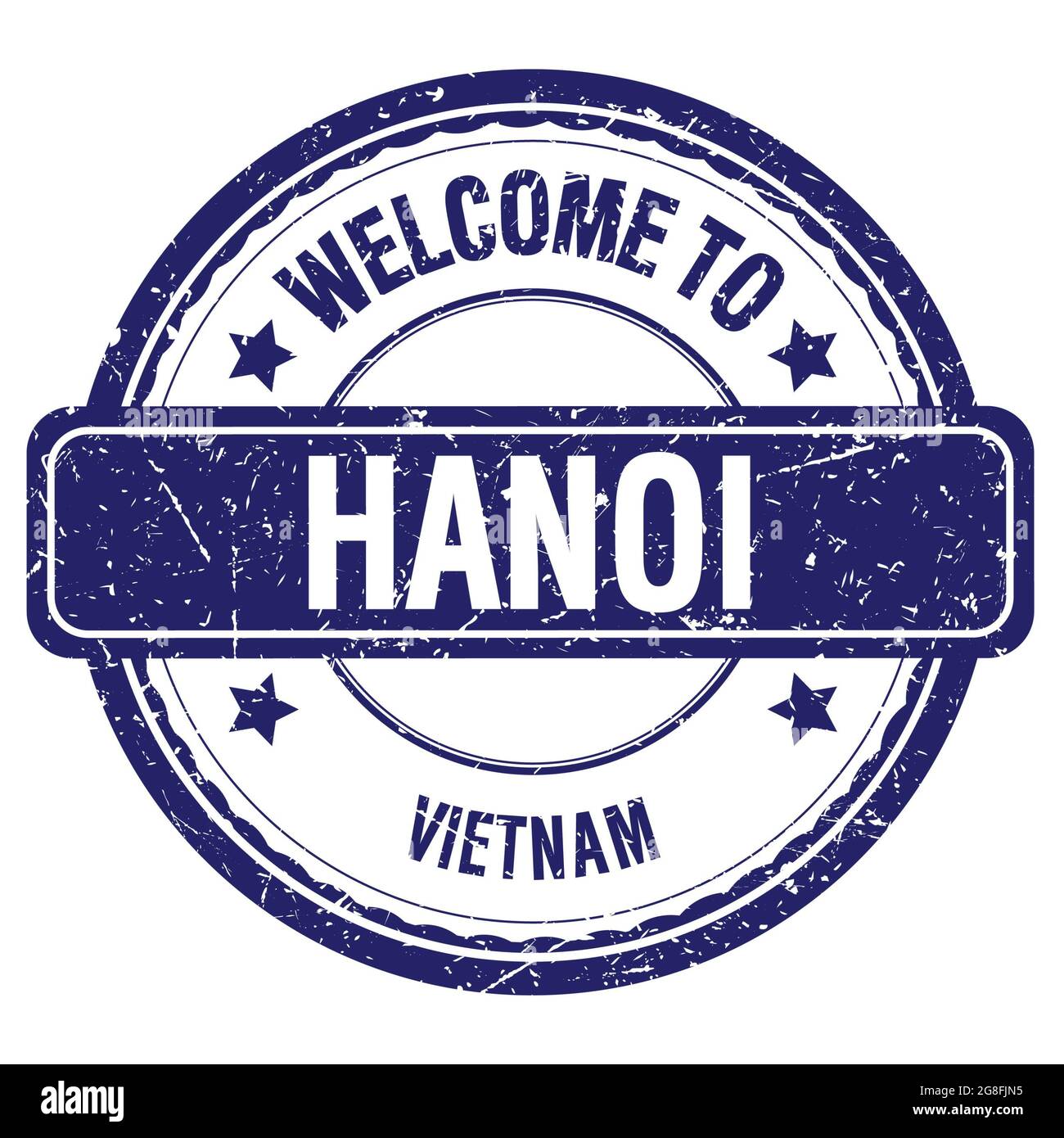 WELCOME TO HANOI - VIETNAM, words written on blue grungy stamp Stock ...