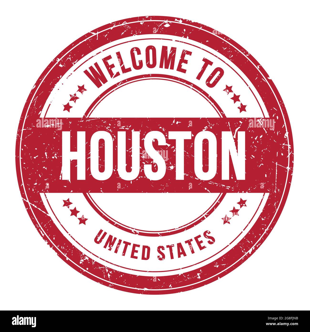 WELCOME TO HOUSTON - UNITED STATES, words written on red round coin ...